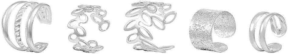 U-M 5Pcs / Set Ear Cuffs, Simple Earrings, C-Shape Ear Bone Clips, Multi-Layer Wrap Earrings, Without Pierced Earring Set, Leaves Ear Cuff(Silver) Nice Design
