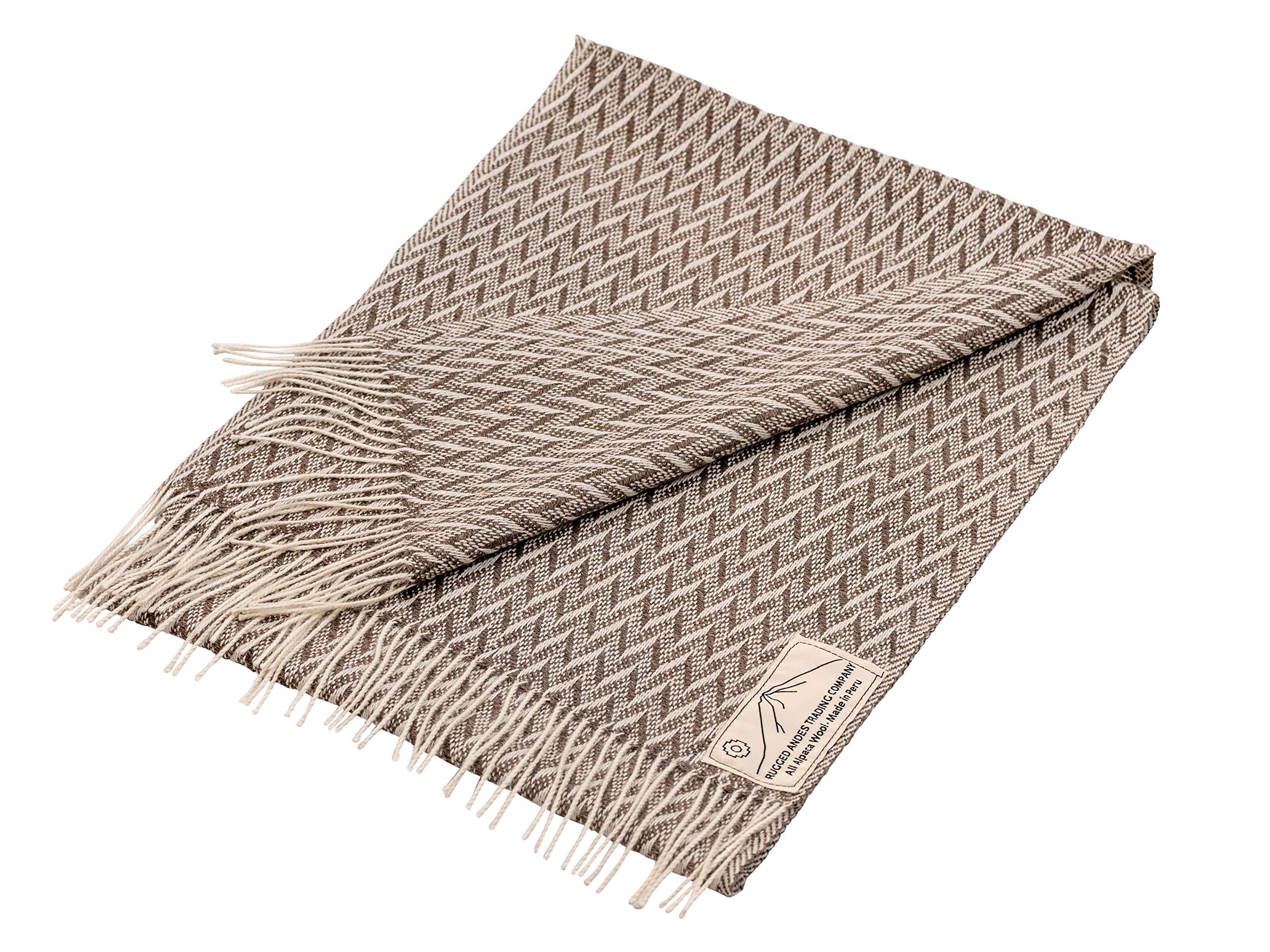 Rugged Andes Trading Company 100% Alpaca Wool Scarf - Natural (Grey and White)