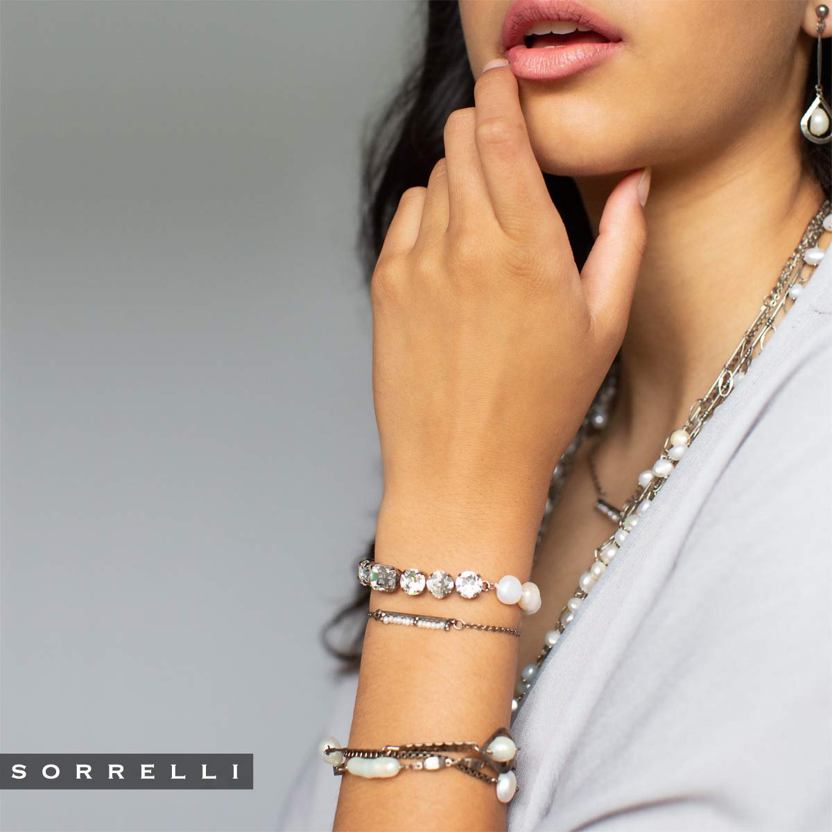 Sorrelli Elena Slider Bracelet, Antique Silver-Tone Finish, Polished Pearl