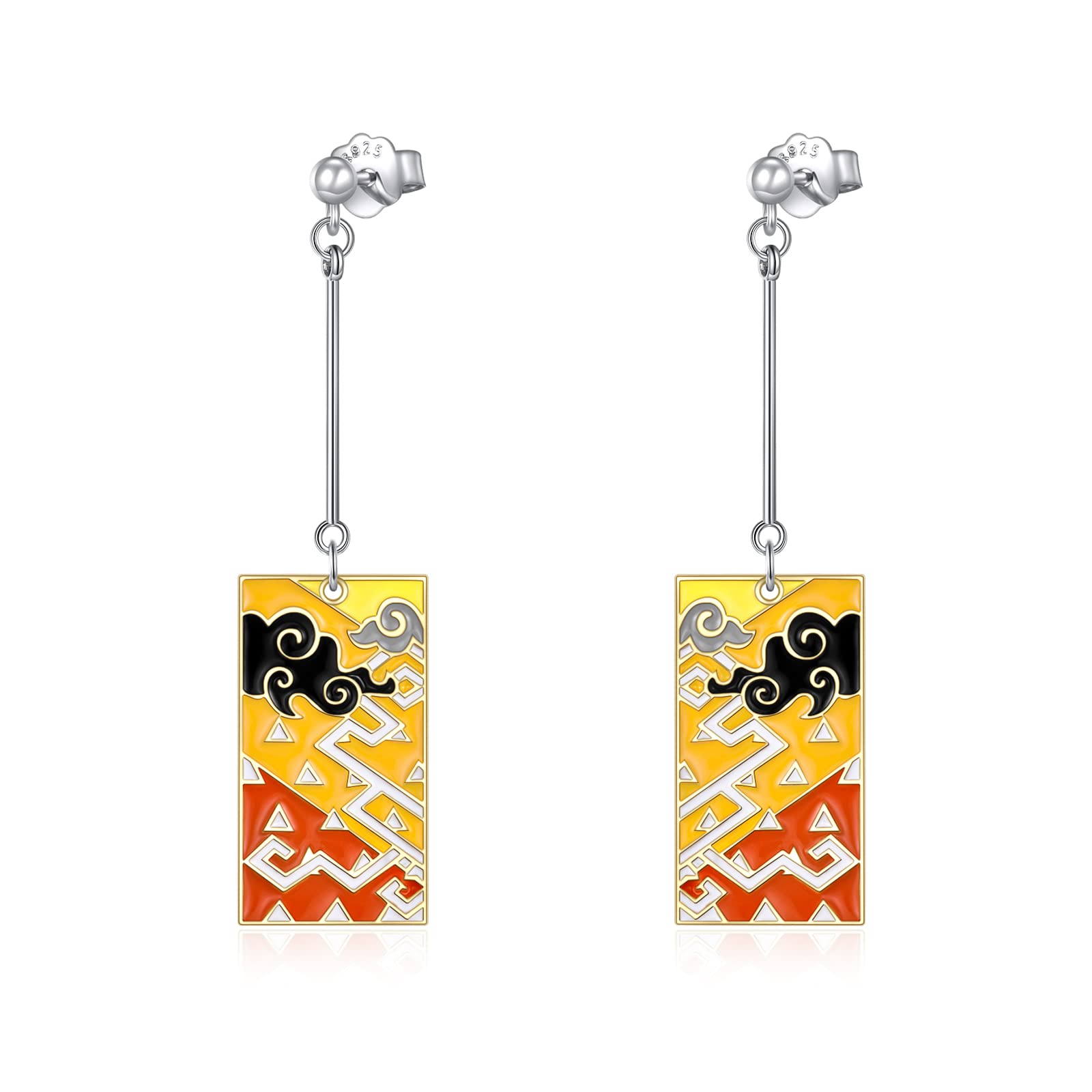 TIGER RIDER Anime Earrings Sterling Silver Dangle Drop Cosplay Earring Hypoallergenic Jewelry (White)