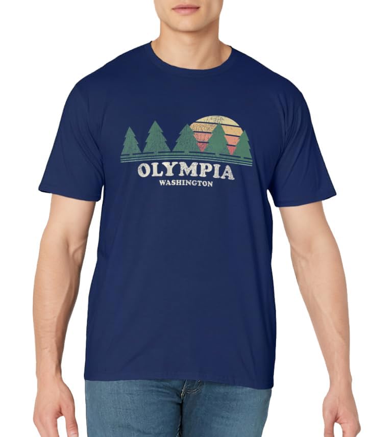 Olympia WA Vintage Throwback Tee Retro 70s Design T-Shirt