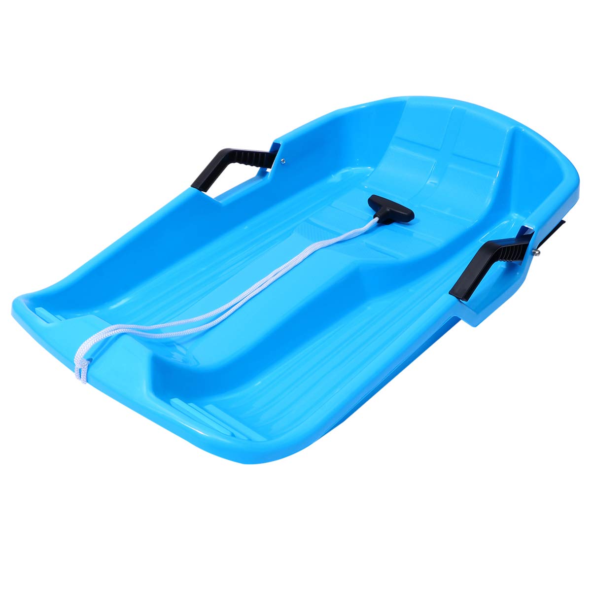Snow Sled Downhill Toboggan Plastic Winter Snow Saucer Snow Slider Disc Board with Handle for Adults