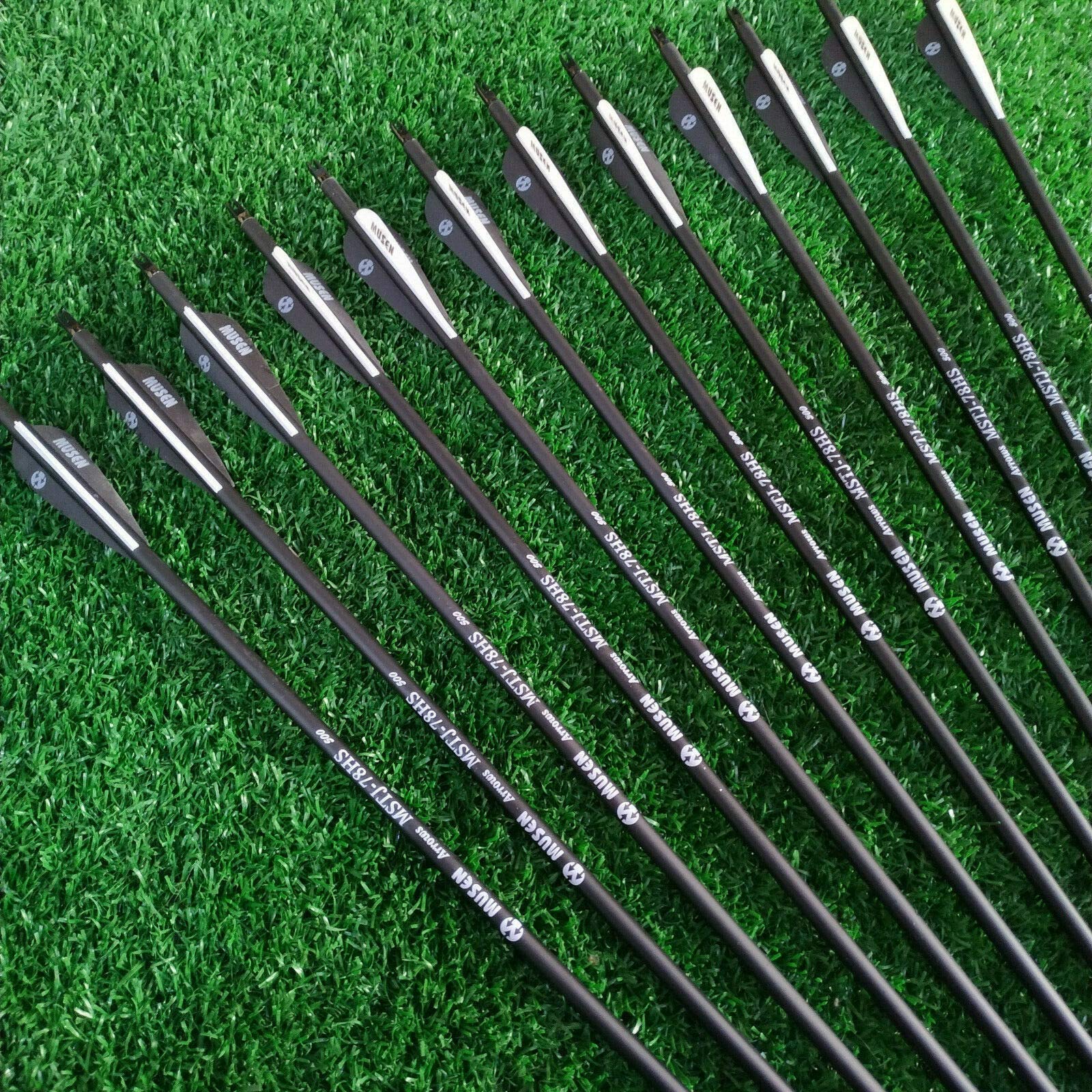 Sososhoot 28" Carbon Arrows 2.95" Feather Spine 500 Hunting Arrows for Compound Bow Recurve Bow