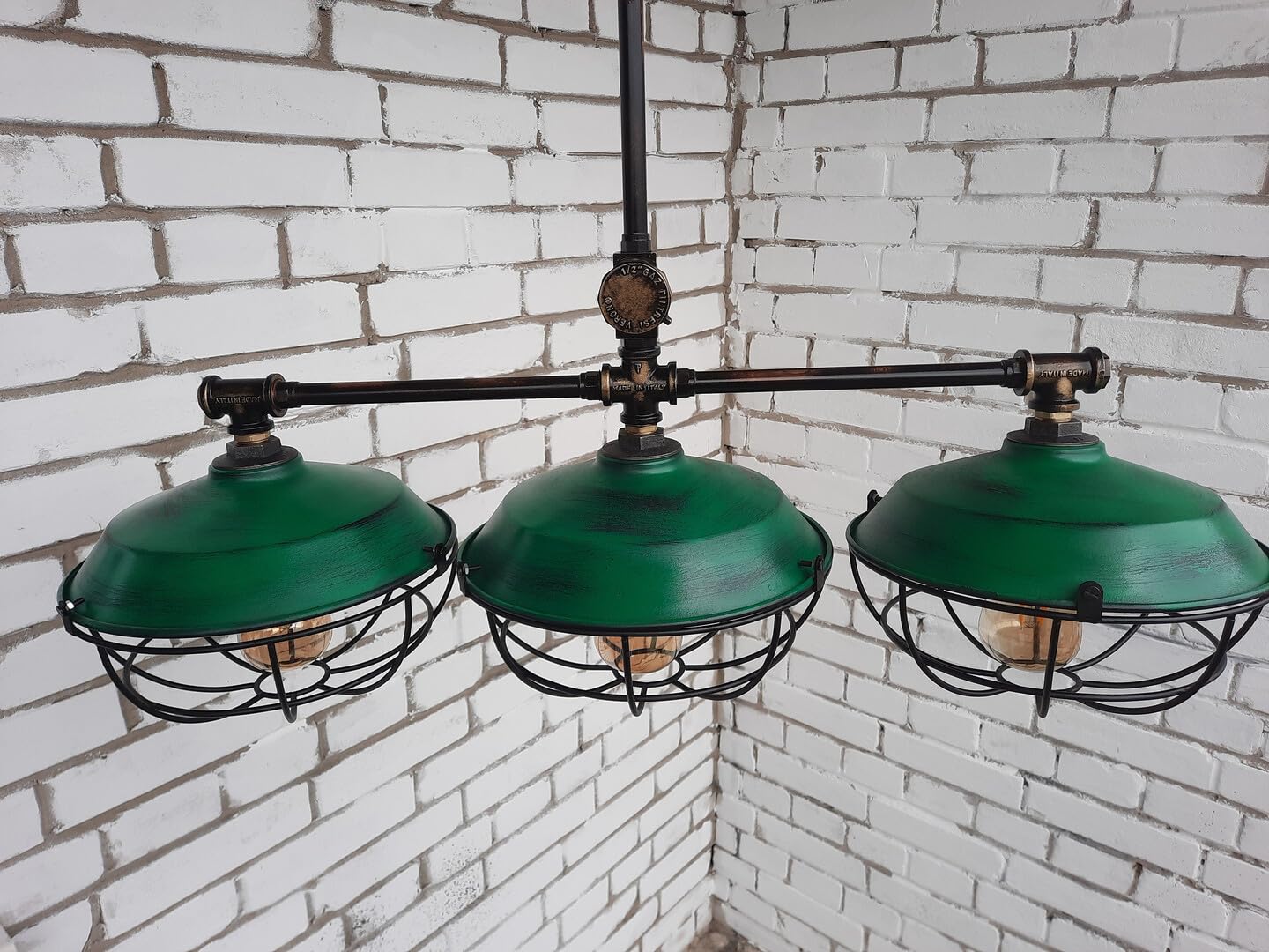 Rustic industrial pendant lamp. Steampunk lamp. Ceiling pendant lighting