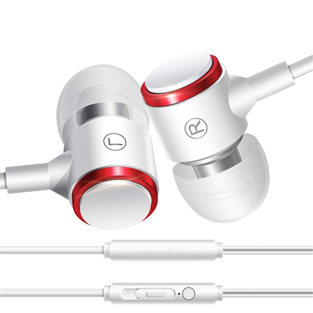 T THKAIVEQI 【2 Pack】 Earbud & in-Ear Headphones Compatible for iPhone and Android Smartphones Earphones Noise Cancelling Stereo Wired 3.5mm Earbuds with Microphone