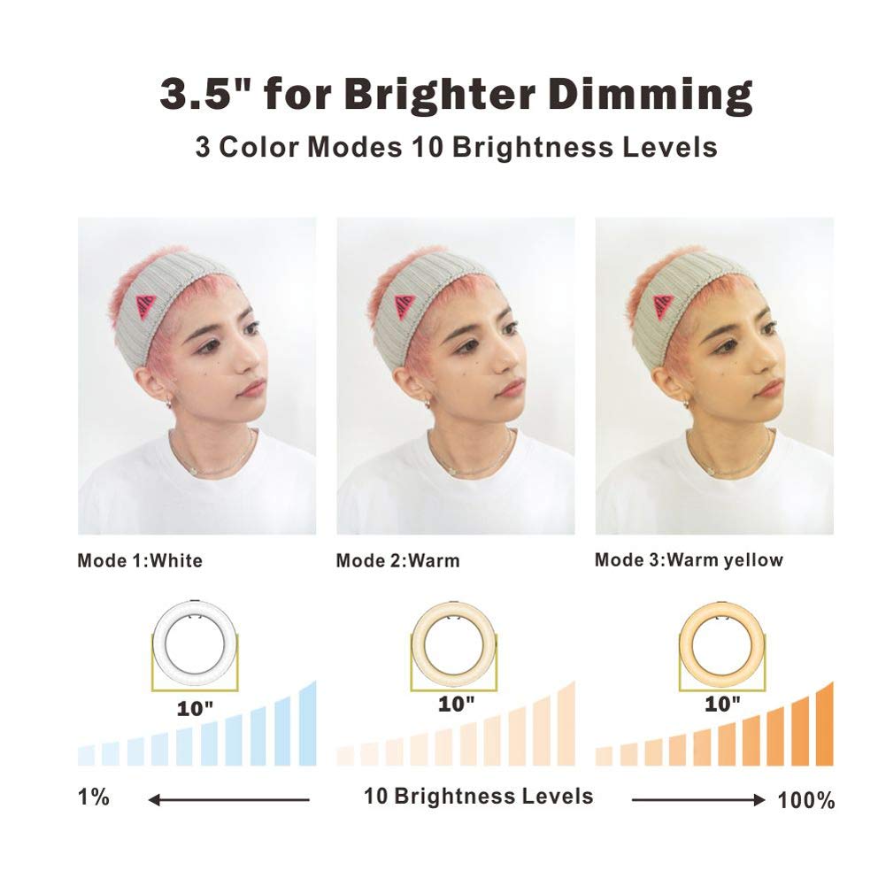 TIK Tok Ring Selfie Light with Stand and Phone Holder Tripod for iPhone for Makeup/YouTube/Photography/Camera/Vlog/Blogging Compatible with Android iPhone (White)