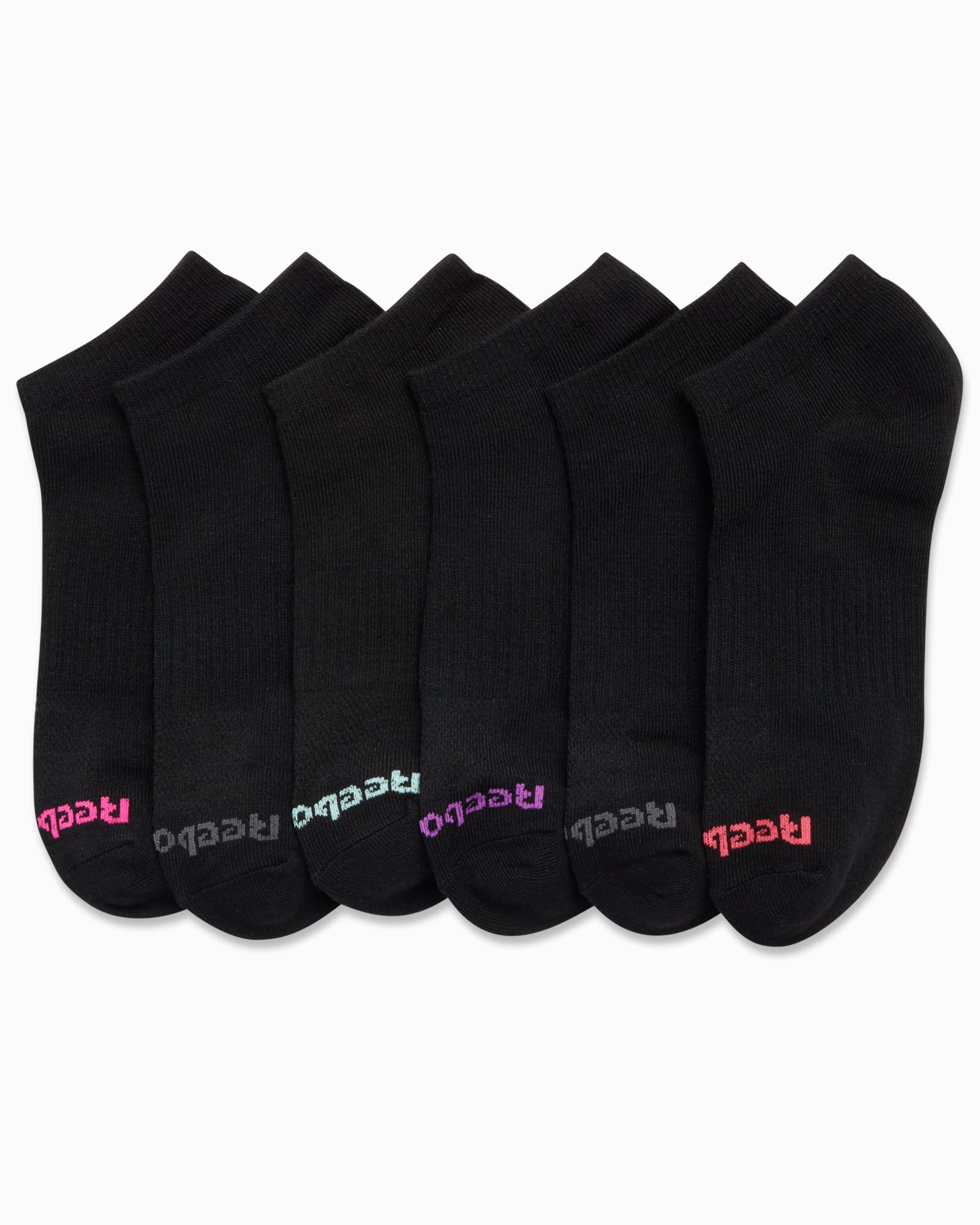 Reebok Women's Athletic Socks - Performance Low Cut Socks (6 Pack), Size 4-10, All Black