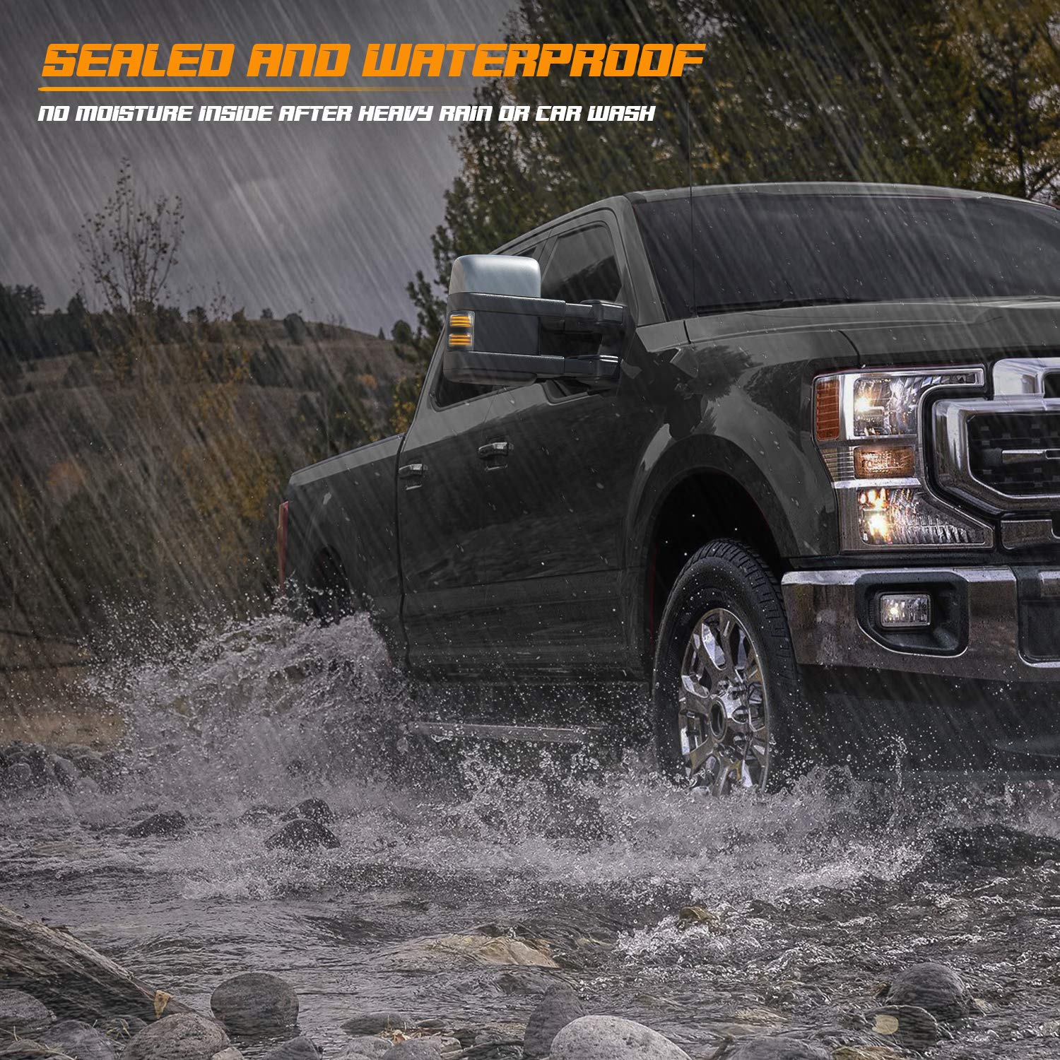 RUXIFEY Sequential Switchback Side Mirror Marker Lights 3-Row LED Turn Signals Compatible with Ford F250 F350 F450 Super Duty 2008-2016