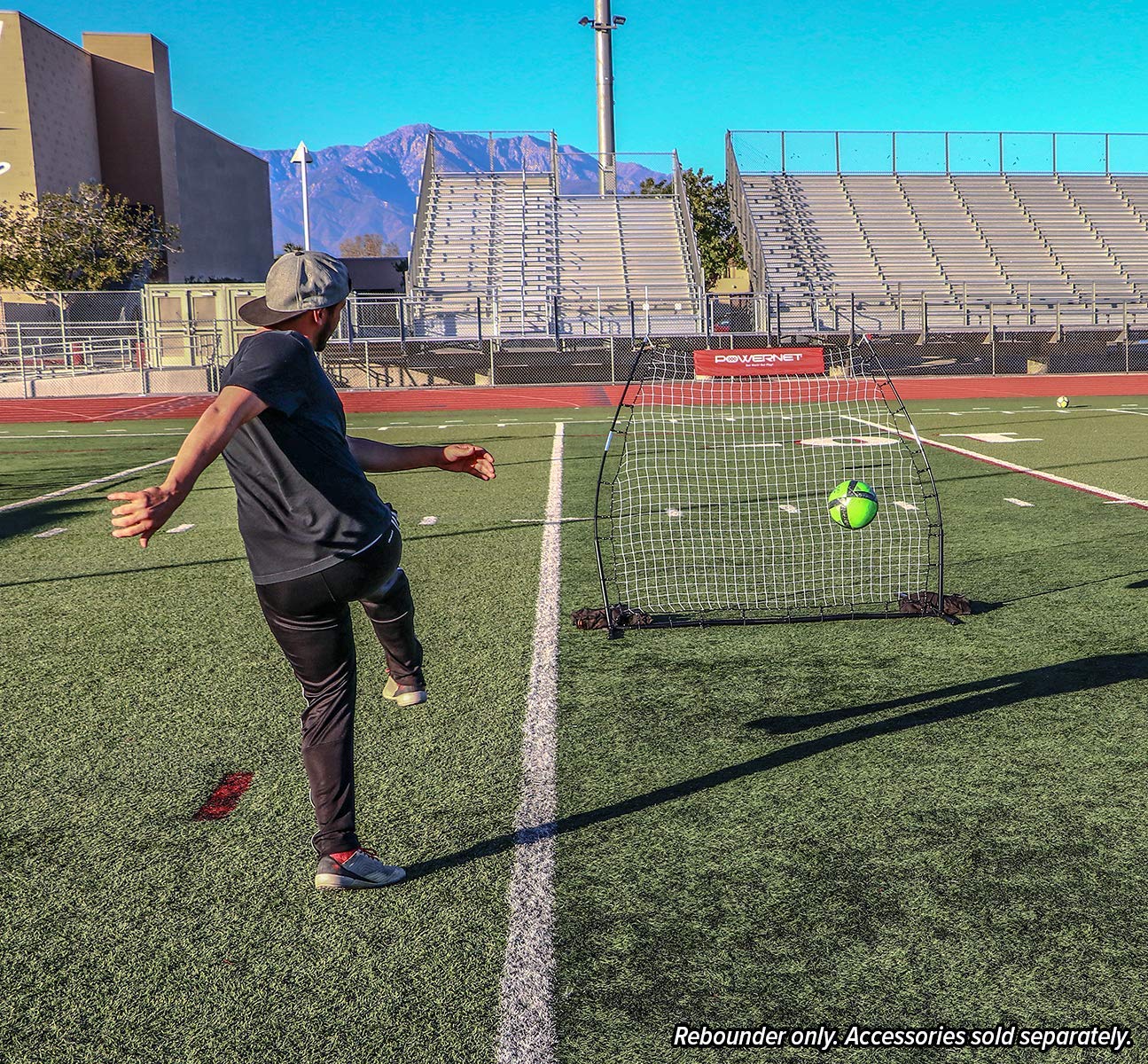 PowerNet Carli Lloyd Rebounder Training Net for Soccer, Lacrosse, Baseball, Softball | Angled Multi-Sport Rebound Pitchback Net | Portable Dual Practice Surface
