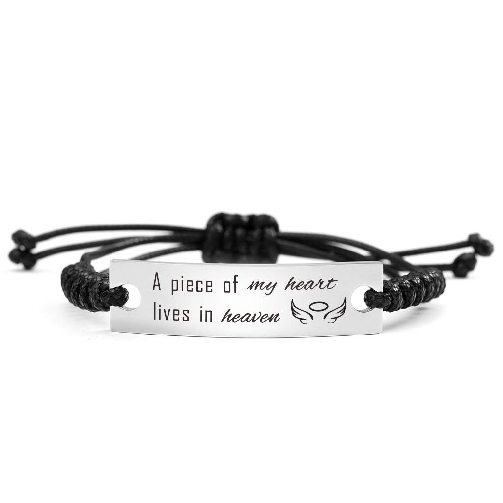 SOUSYOKYO A Piece of My Heart Lives In Heaven Bracelet Bereavement Gifts for Loss of Dad Mom Son Daughter, Widowed Mother Father
