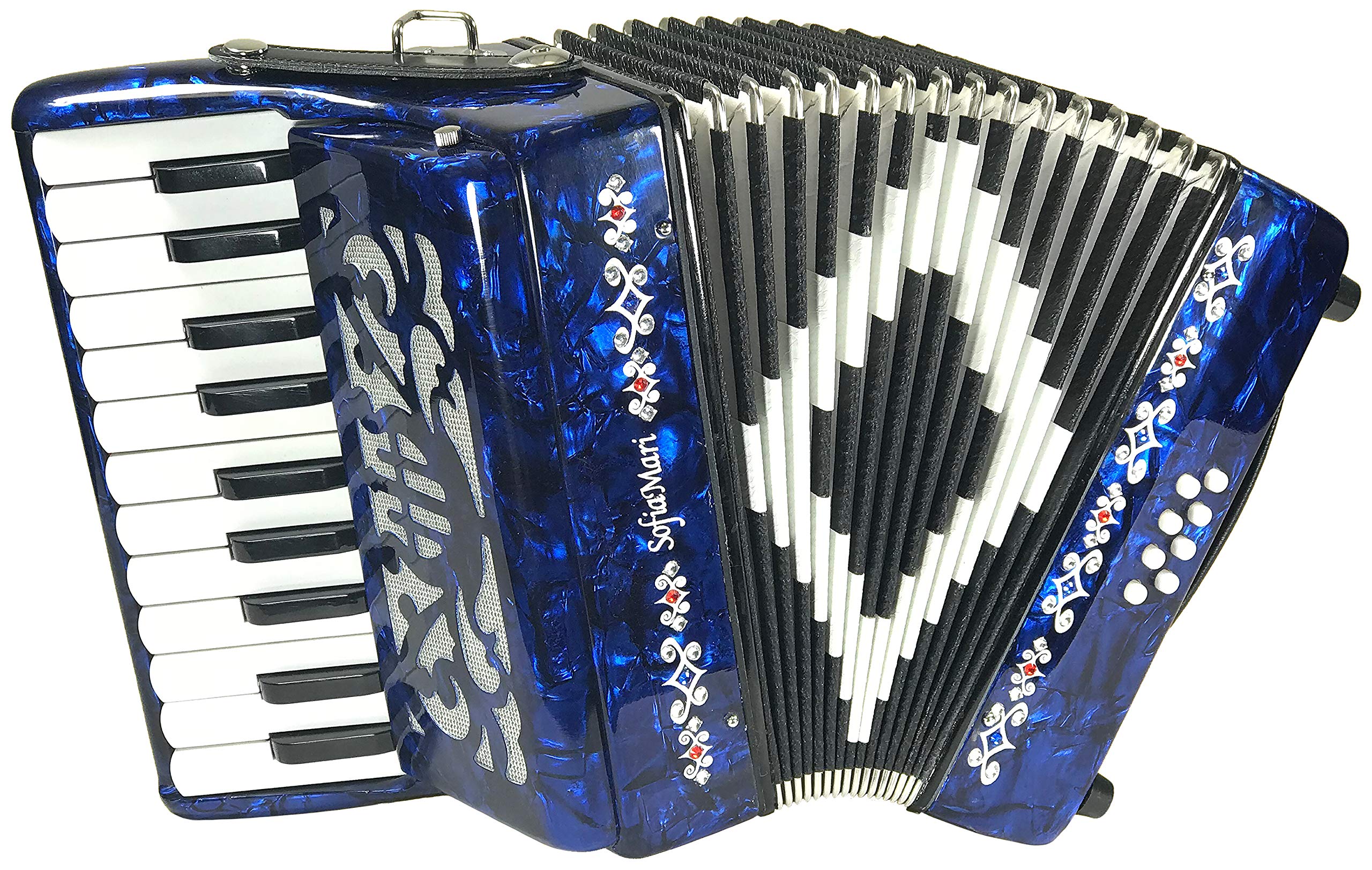 SofiaMari SM2208 Mini Traveler Accordion Package including a Backpack Gig Bag and Shoulder Straps (Blue Pearl)