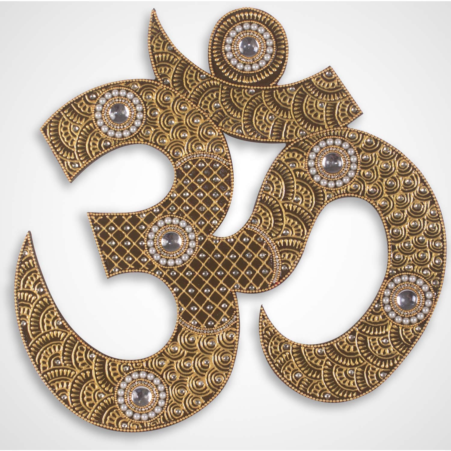 Om Symbol Wall Decoration - Bohemian Boho Decor for Yoga Room - Handmade Indian Om Wall Hanging for Living Room