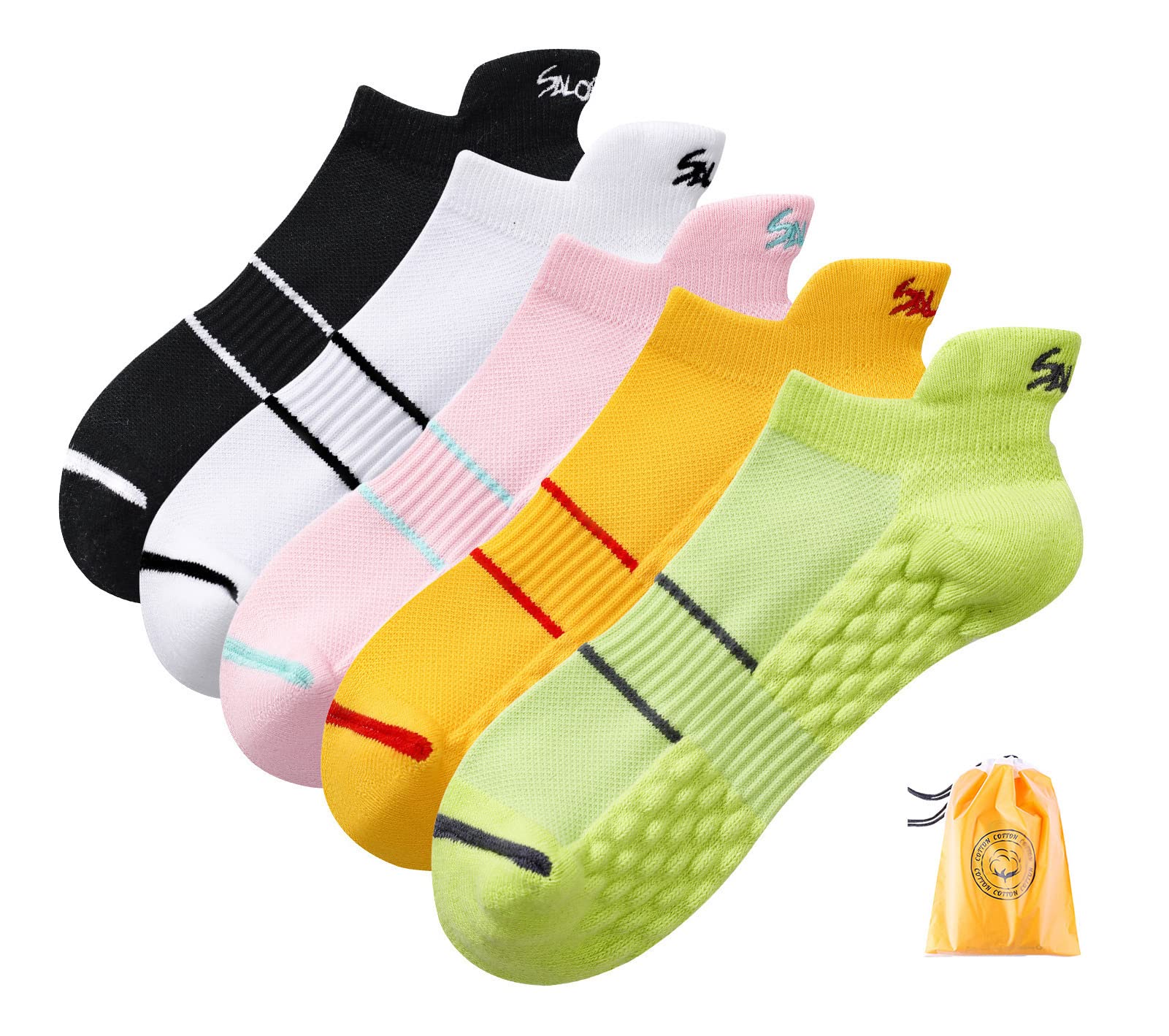 Women Cushioned Running Ankle Socks Low Cut Athletic Compression Socks No Show Performance Socks Sport Socks with Heel Tab 5 Pack