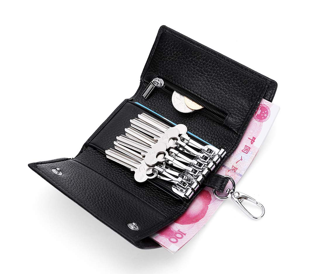 RuoFeng Keychain Key Holder Ring with 6 Hooks Snap Closure (Black)