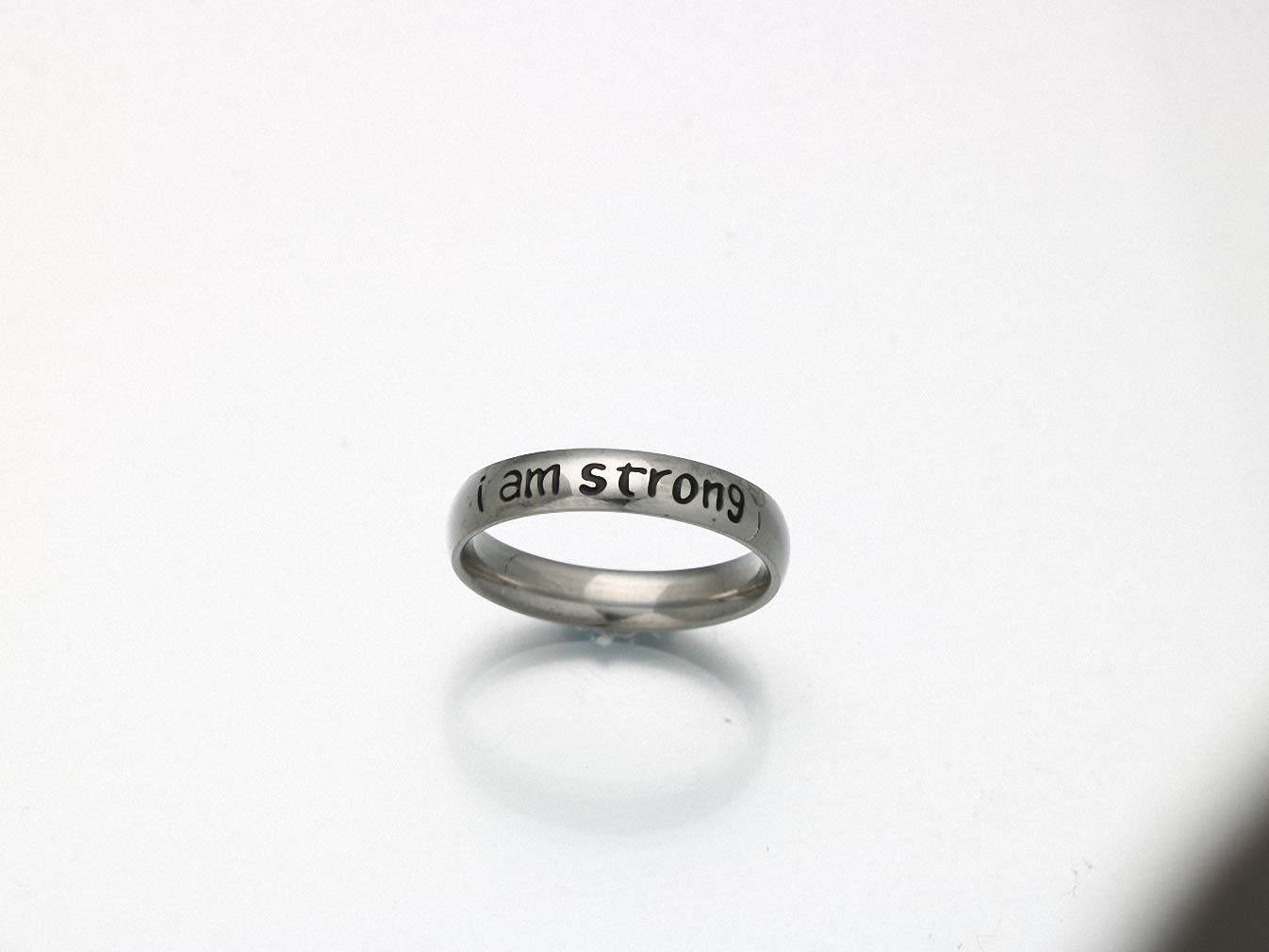 Ronliy I am Strong Awareness Ring Depression Awareness Pause Ring Inspiration Stainless Steel Jewelry Strength for Women 5
