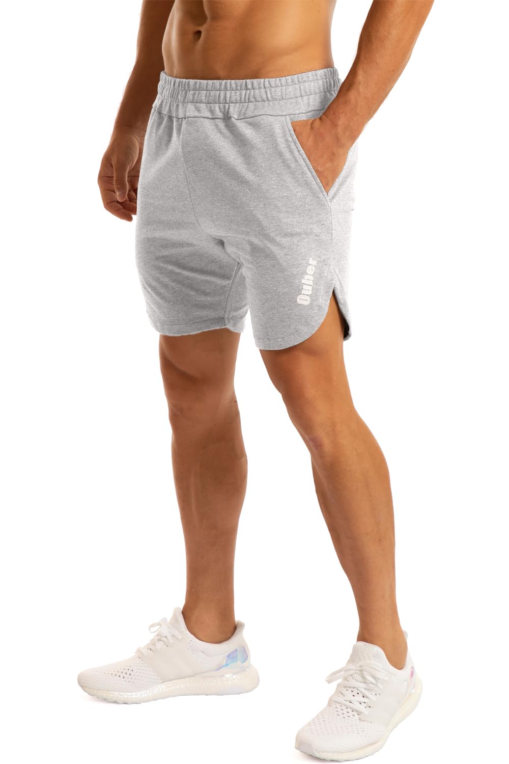Ouber Men's Bodybuilding Lifting Gym Workout Sweat Shorts (Grey,M)