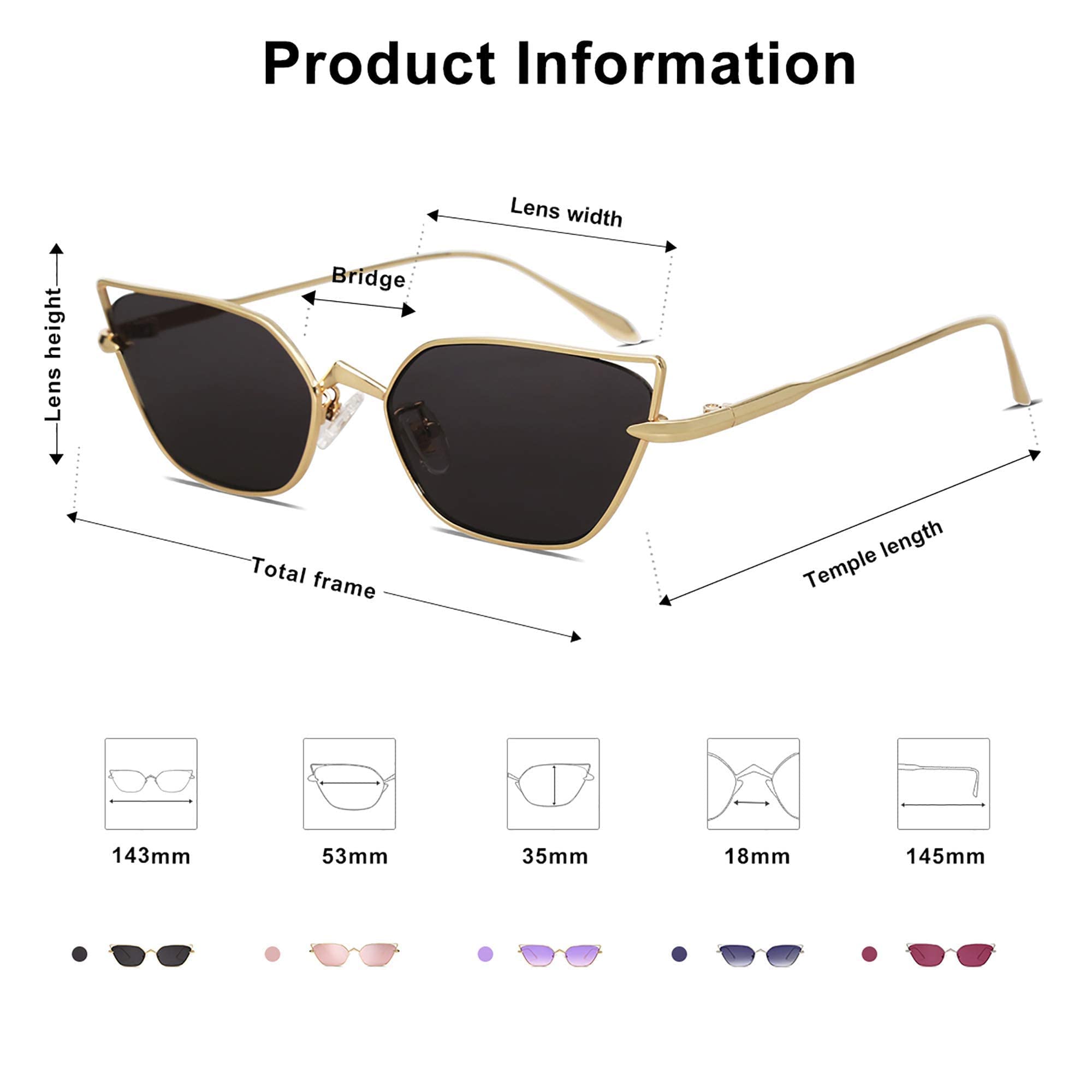 SOJOS Small Cateye Sunglasses Fashion Narrow Fun Trendy Rectangle Sunnies SJ1127, Black/Grey