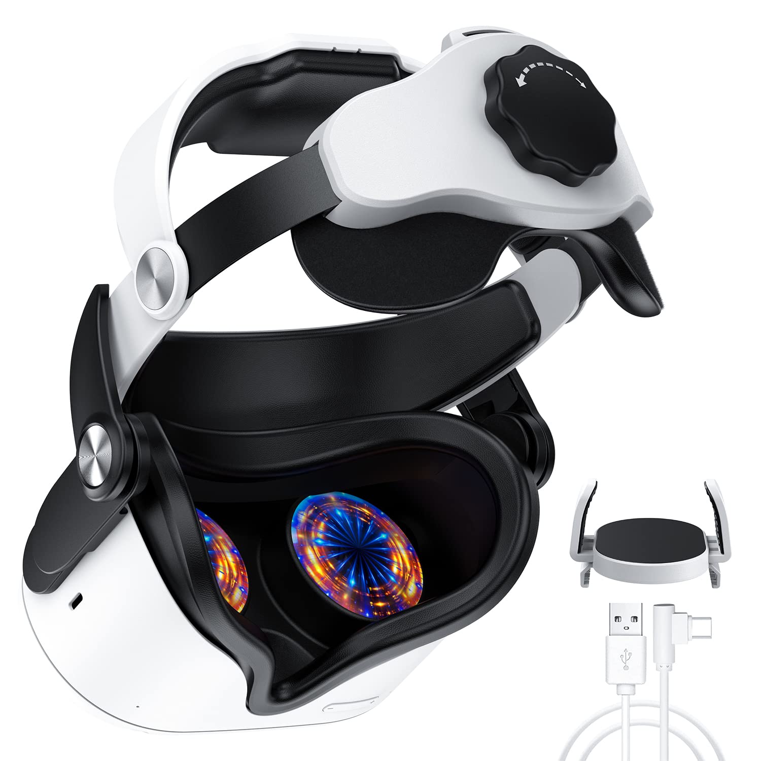 Unido VR Accessories for Oculus Quest 2- Comfort Egnormic Design Elite HeadStrap with External Battery Holder