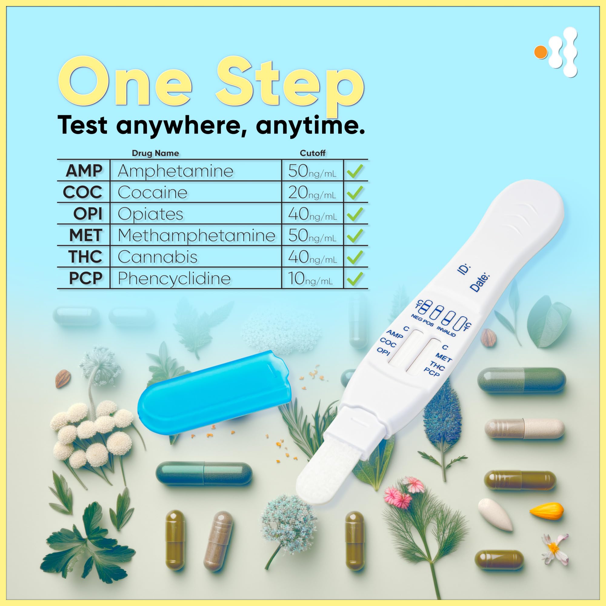 Prime Screen 6 Panel Multi-Drug Oral Fluid Test, One Step Employment and Insurance Testing (AMP, COC, MET, OPI, PCP, THC) - [2 Pack]