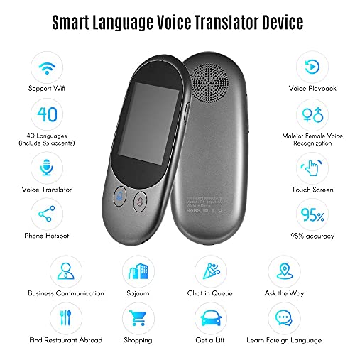 WENLII Smart Voice Translator Device 40 Languages 2.4 Inch Touchscreen Rechargeable F1A with Camera (Color : D)