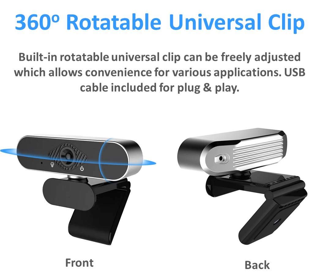Wennyn Webcam 1080P HD with Microphone & Privacy Cover, USB Web Cam with Live Streaming HD Video for Mac, PC, Computer and Laptop, Wide Angle Lens 1080P Web Camera with 360 Degree Flexible Mount