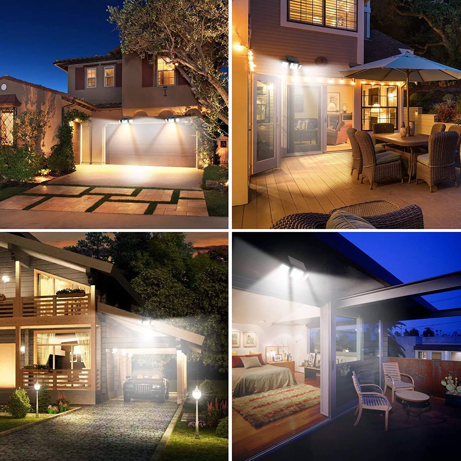 Solar Lights Outdoor, 176 LED Wireless Led Solar Motion Sensor Lights Outdoor, 3 Heads 270. Wide Angle with 3 Lighting Modes, IP65 Waterproof Solar Security Lights for Front Door Yard Garage(2-Pack)
