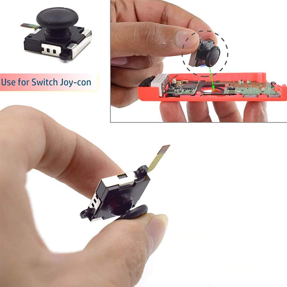 Vanjunn Joycon Repair Tool Kit for Nintendo Switch OLED and Switch 2017, Replacement Thumb Joystick with Latches and Screwdrivers Kit,4 Analog 3D Thumb Sticks and Thumbstick Caps