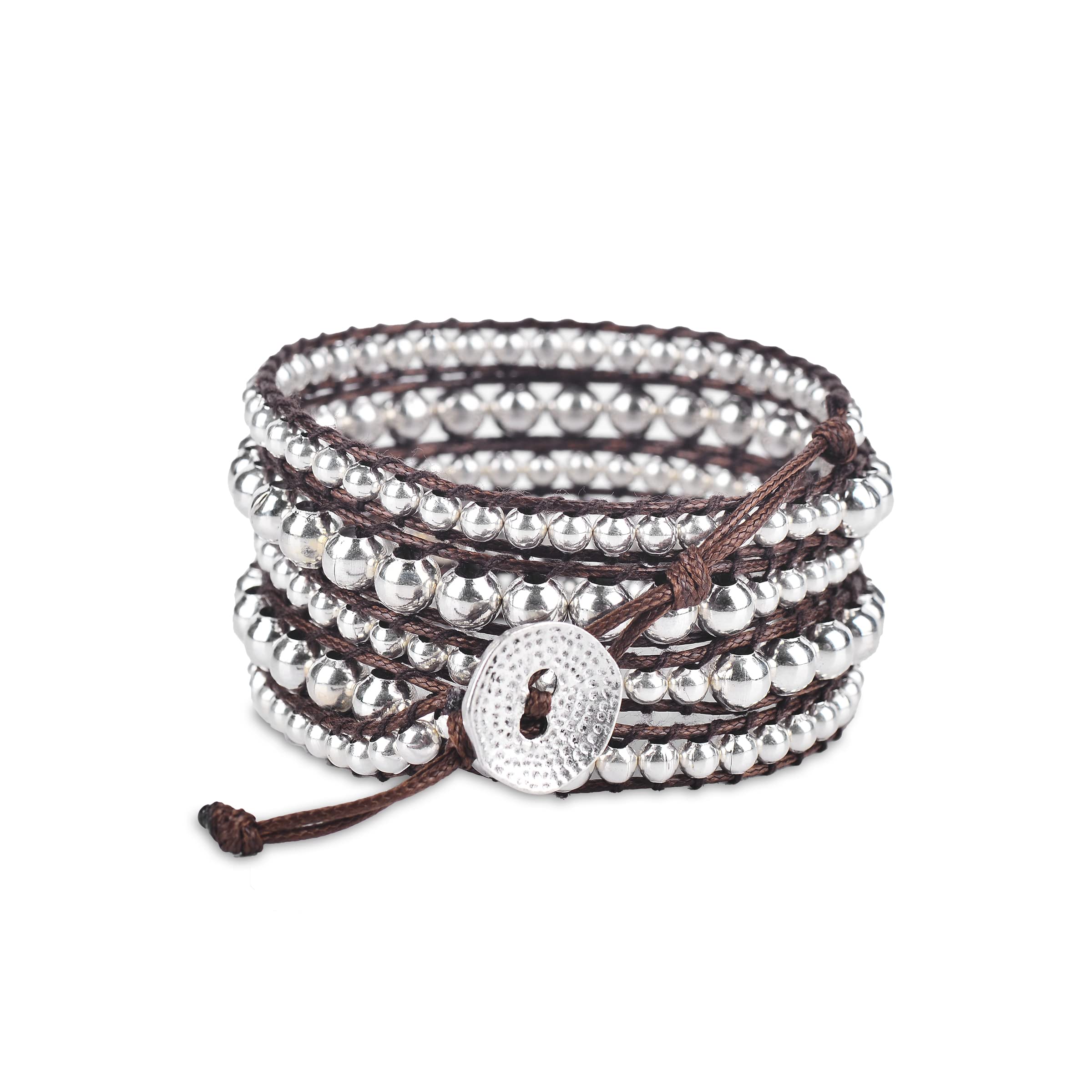 spirit wrist Silver Zinc + Brown Dakota Boho Wrap Bracelet