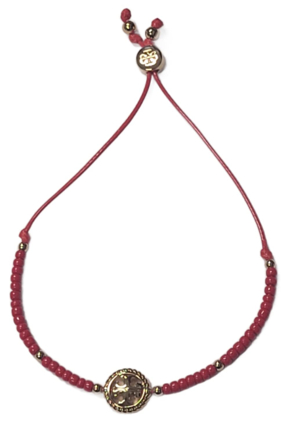 Tory Burch 142015 Tory Gold Tone/Red Rope Logo Women's Slider Bracelet