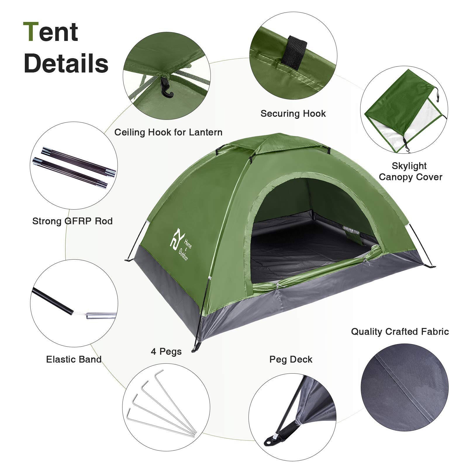 S.Y. Home&Outdoor Lightweight Backpacking Camping Tent for 2 Person Hiking Waterproof Backpack Tent - ArmyGreen