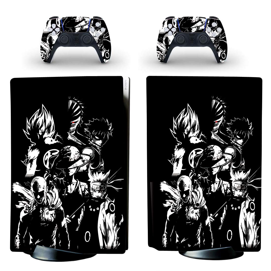 Vanknight Skin Vinyl Sticker Decals Wrap Compatible with PS5 Disc Console Controllers Gray Anime Hero