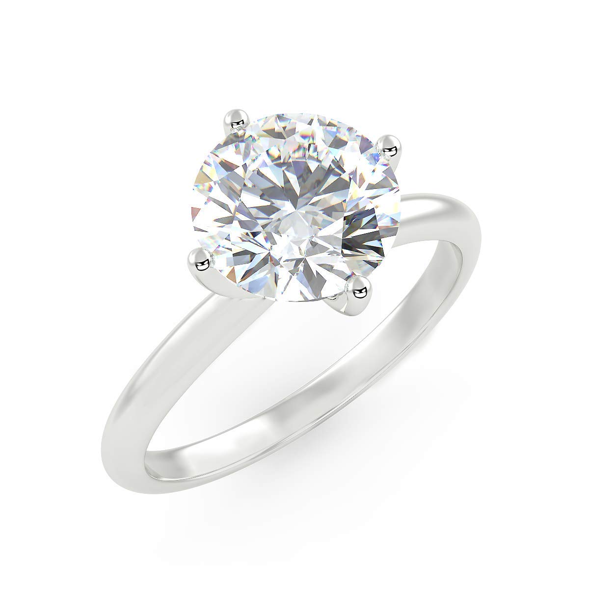 San Moissan Moissanite Engagement Ring with Twisted Shank 1.30ct (7.0mm) G-H Solitaire in .925 Sterling Silver for Women (6.5)