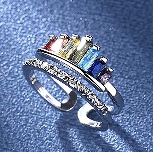SPKAGY Rainbow Ring, Adjustable Ring, Gift Ring for Daughter and Mother, Geometric ring, Wedding Ring, Anniversary Ring