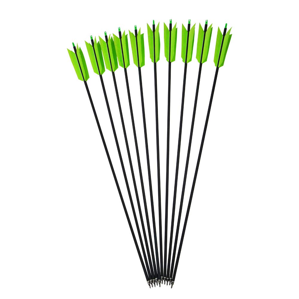 SHARROW 12 Pcs 30Inch Archery Flu Flu Arrow 400 Spine Carbon Arrow Target Practice Arrow with 4 Pcs Feather (Green)