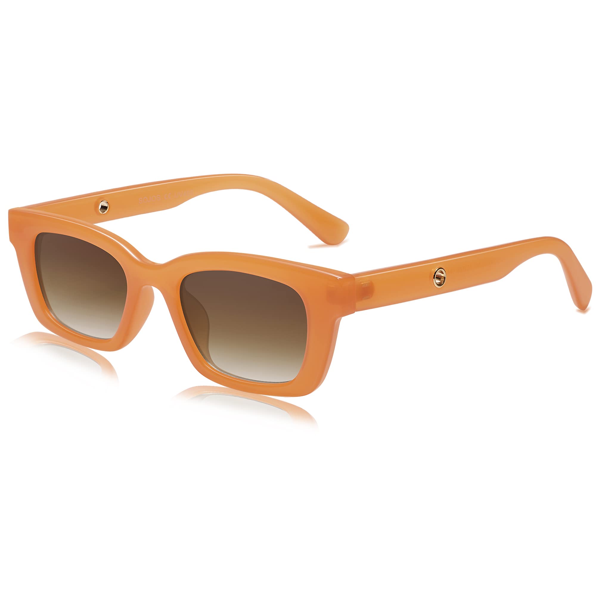 SOJOS Rectangular Retro Skinny Sunglasses for Men and Women UNITY SJ2134 with Tortoise Frame/Grey Lens