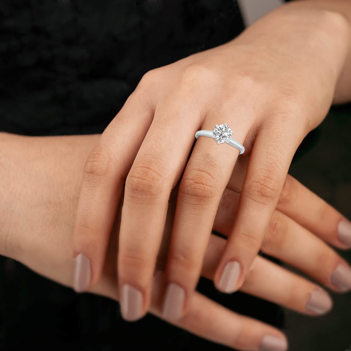 SZUL IGI Certified Lab Grown 1 Carat Diamond Solitaire Ring in 14K White Gold (I Color, SI2 Clarity)