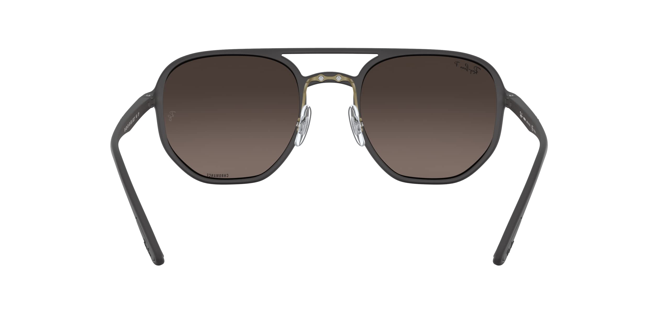 Ray-Ban Rb4321ch Chromance Hexagonal Sunglasses, Matte Black/Polarized Green Mirrored Blue, 53 mm