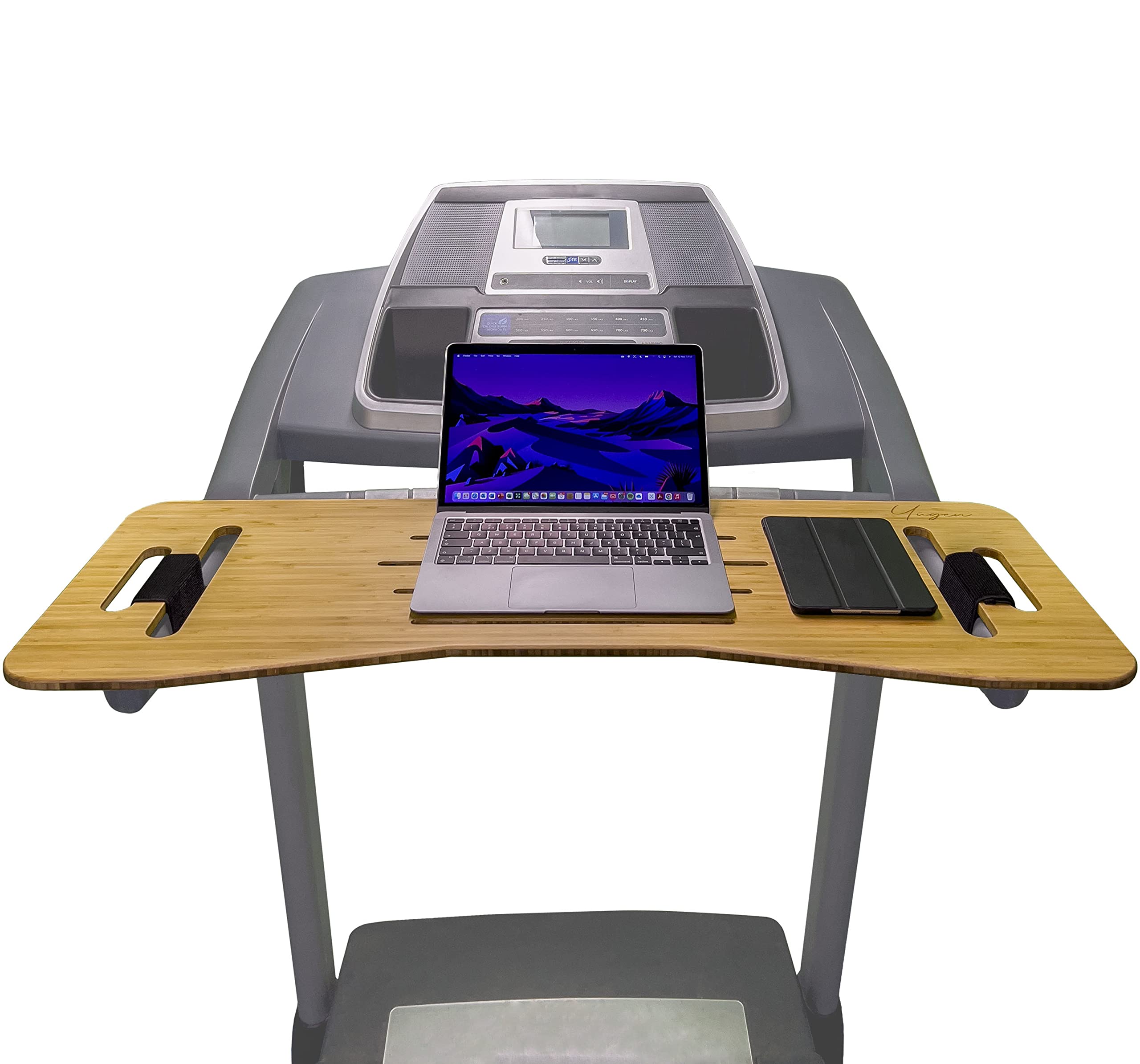 Yūgen Bamboo Treadmill Desk Attachment - Universal Fit Up to 40" Laptop Stand for Treadmill - Ergonomic Adjustable High Ventilation Treadmill Desk for Laptop, Notebook, iPad, Smart Device, Book Holder