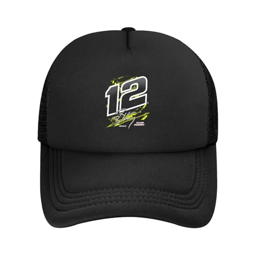 Ryan Blaney 12 Men's Adjustable Mesh Back Cap Curved Bill Snapback Mesh Baseball Cap Breathable Sun Hat