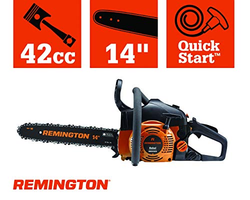 Remington 41AY4214983 RM4214CS 42cc Full Crank 2-Cycle Gas Powered Chainsaw 14-Inch Bar, Automatic Oiler, and Low Kickback Chain, 42cc-14-Inch, Orange