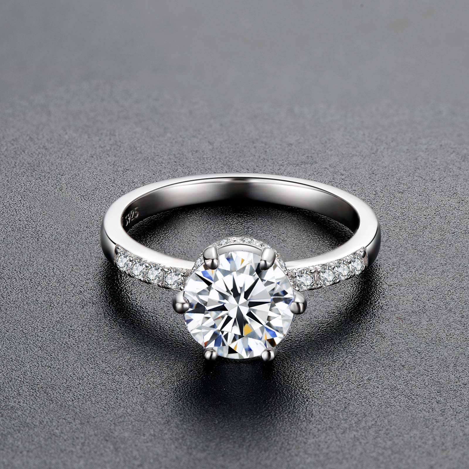 Qings 925 Sterling Silver Eternity Promise Ring for Women,1.5 Carat Round Brilliant Cubic Zirconia CZ Wedding Engagement Ring Size 8