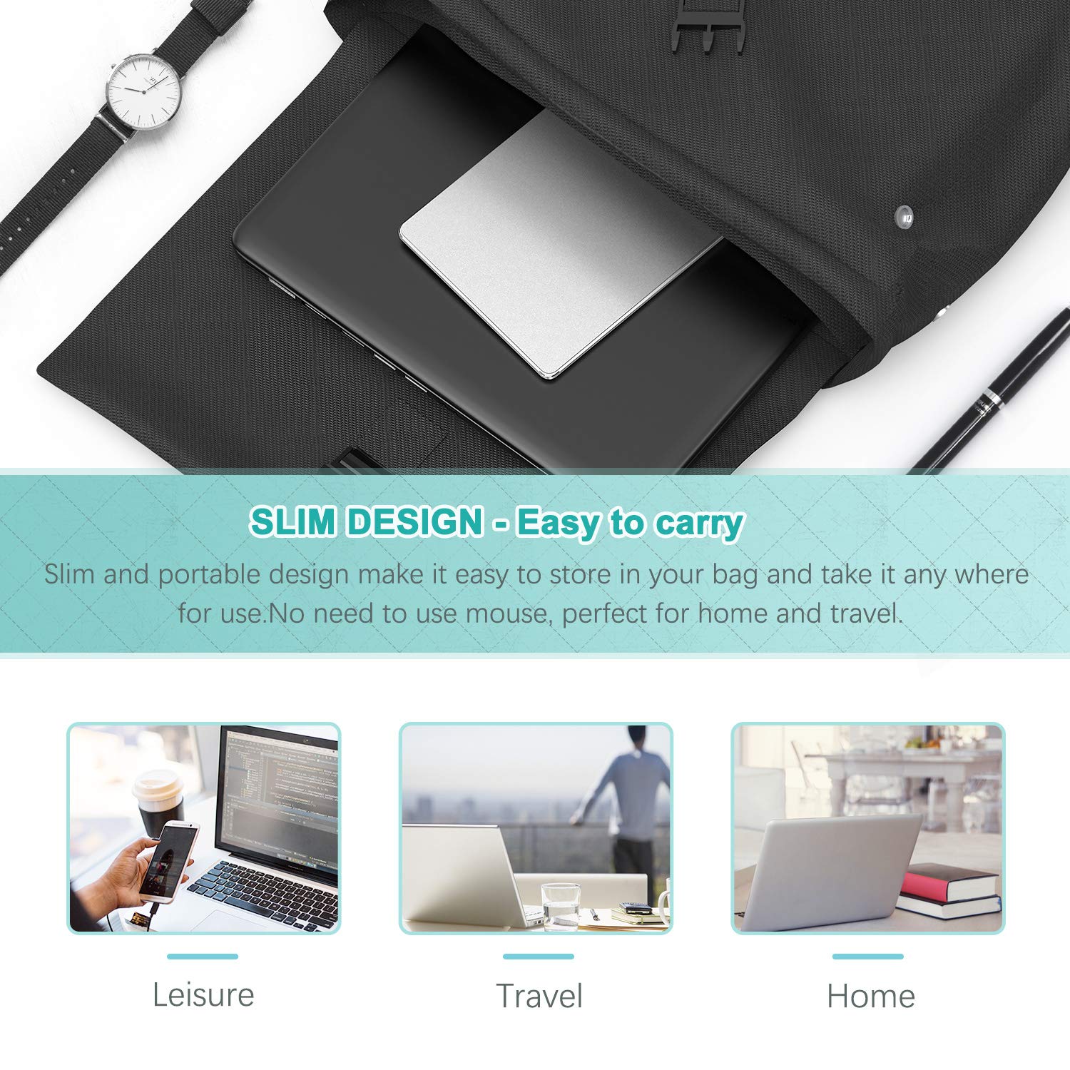 USB Trackpad Touchpad, Ultra Slim Portable Aluminum USB Wired Touchpad with Multi-Touch Navigation for Windows 7/10 PC Laptop Notebook Desktop-T055 (Silver)