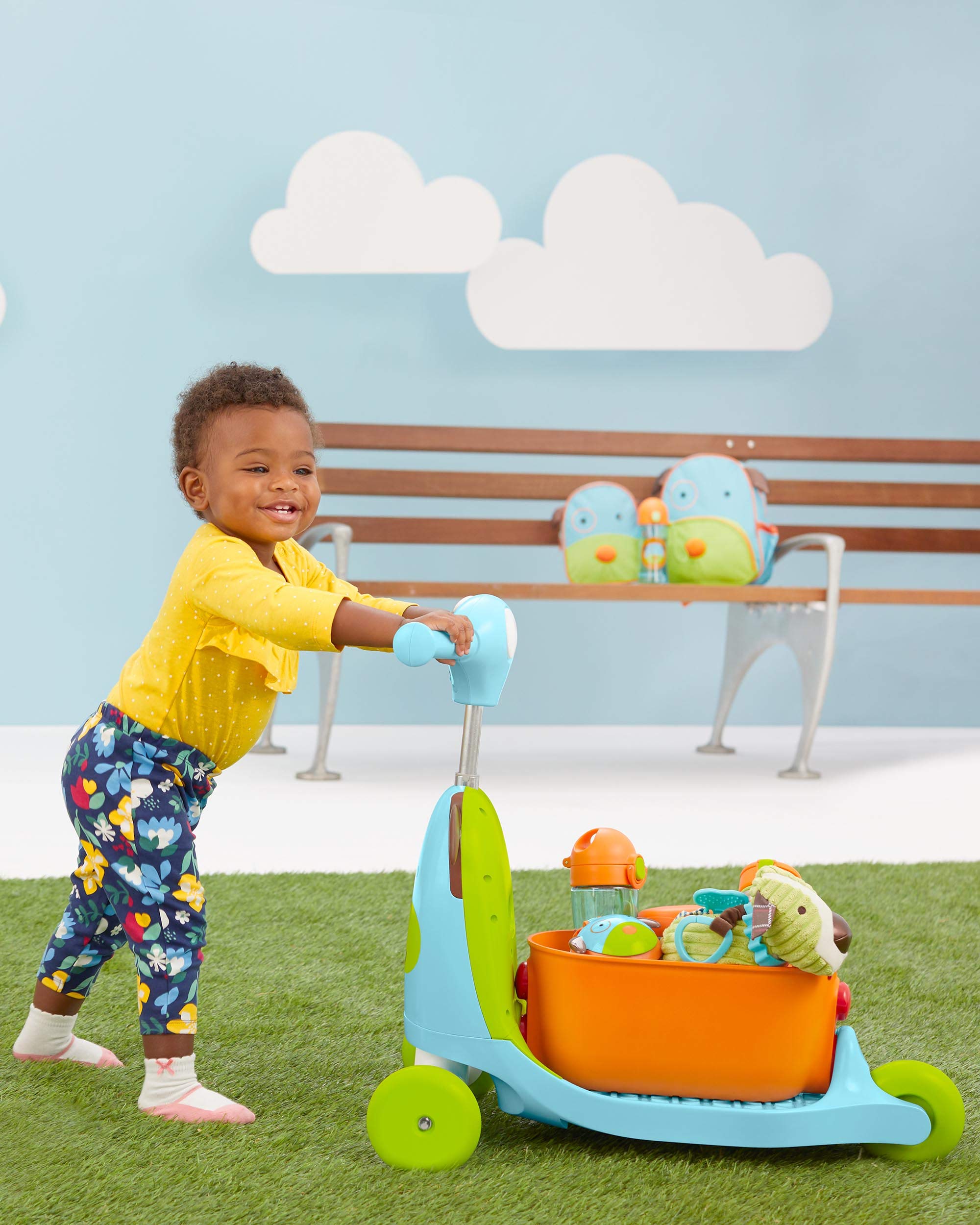 Skip Hop 3-in-1 Baby Activity Push Walker to Toddler Scooter, Zoo Dog