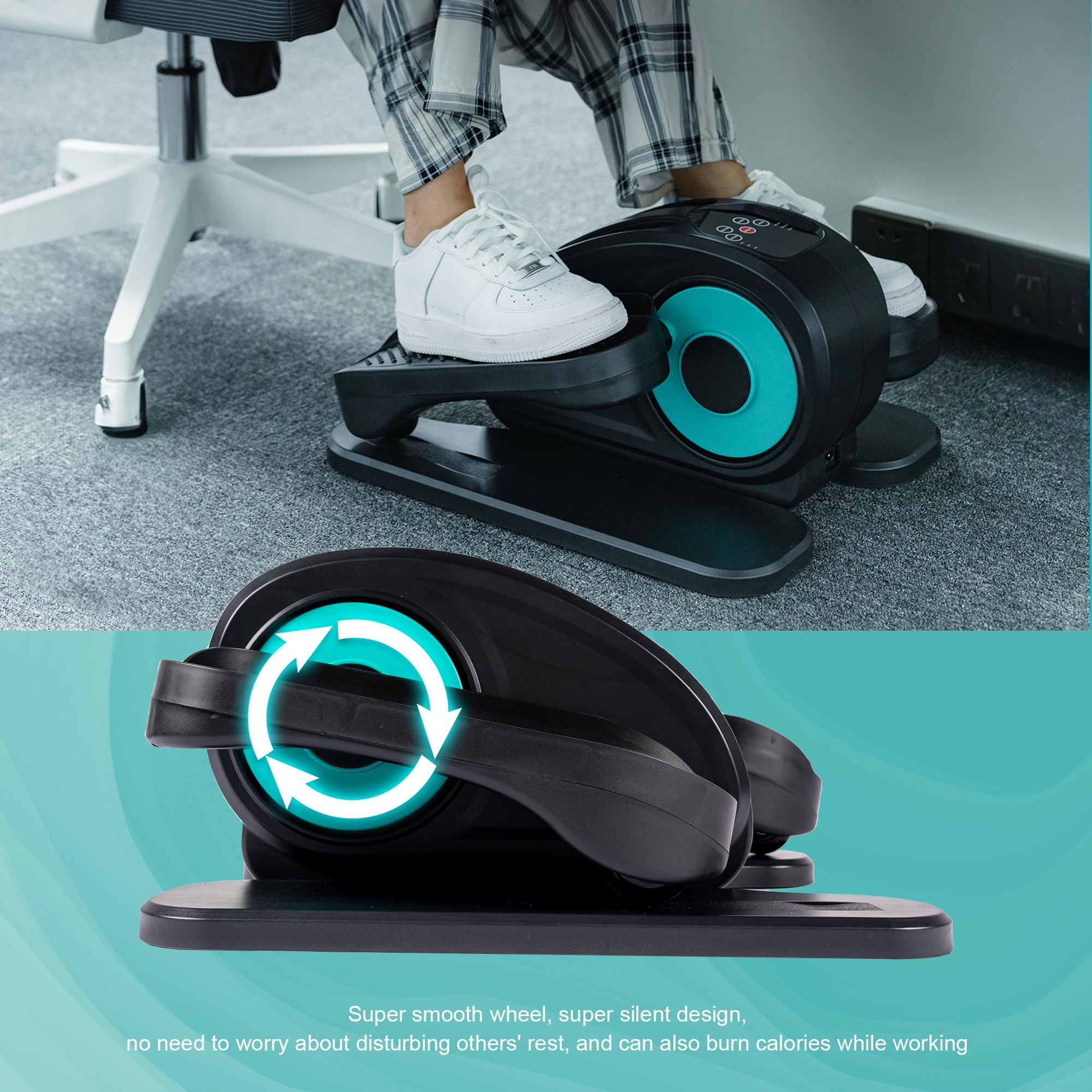Under Desk Elliptical Machine, Mini Elliptical Pedal Machine, Under Desk Pedal Exerciser, Compact Elliptical Machine Trainer with Non-Slip Pedal for Home Office Workout, Black