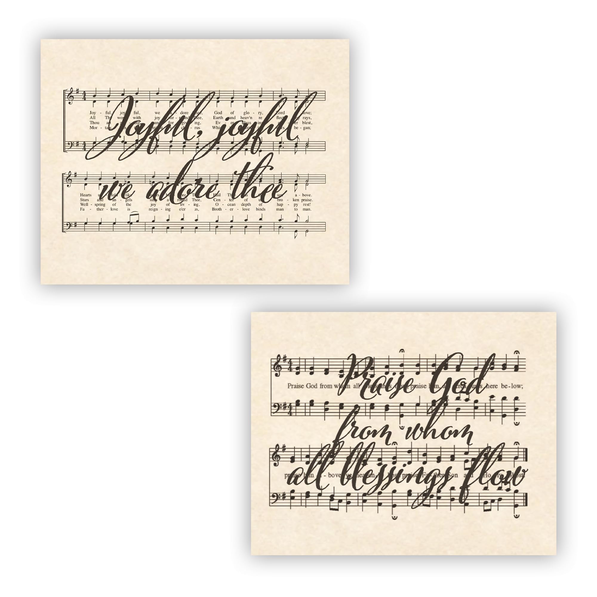 Praise Hymns - Sheet Music Wall Decor, Our Inspirational Christian Music Wall Art Poster is A Great Doxology Hymn of Joy For Church, Office Decor, Living Room Decor or Home Decor, Unframed Set - 8x10