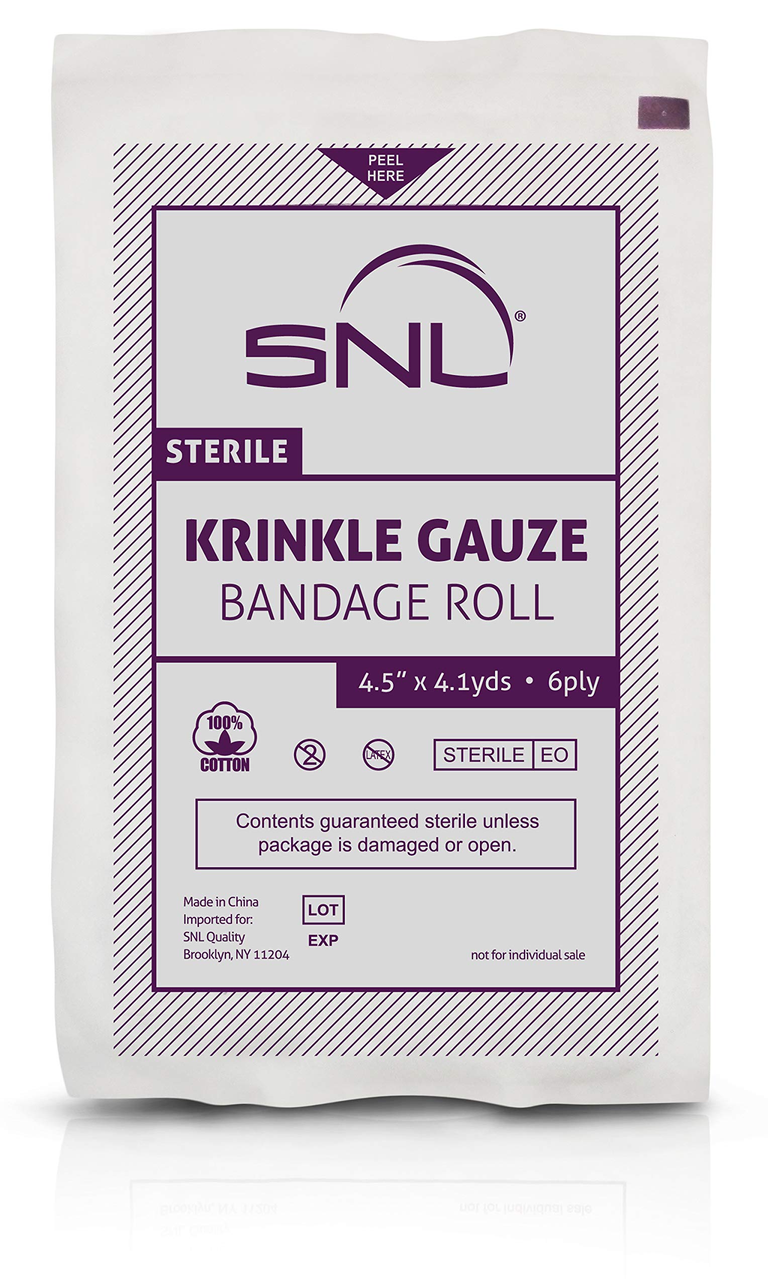 SNL Sterile Krinkle Kerlix Type 4 1/2" x 4 1/8 Yds, Latex Free, Hospital Grade Bandage Roll - Pack of 6