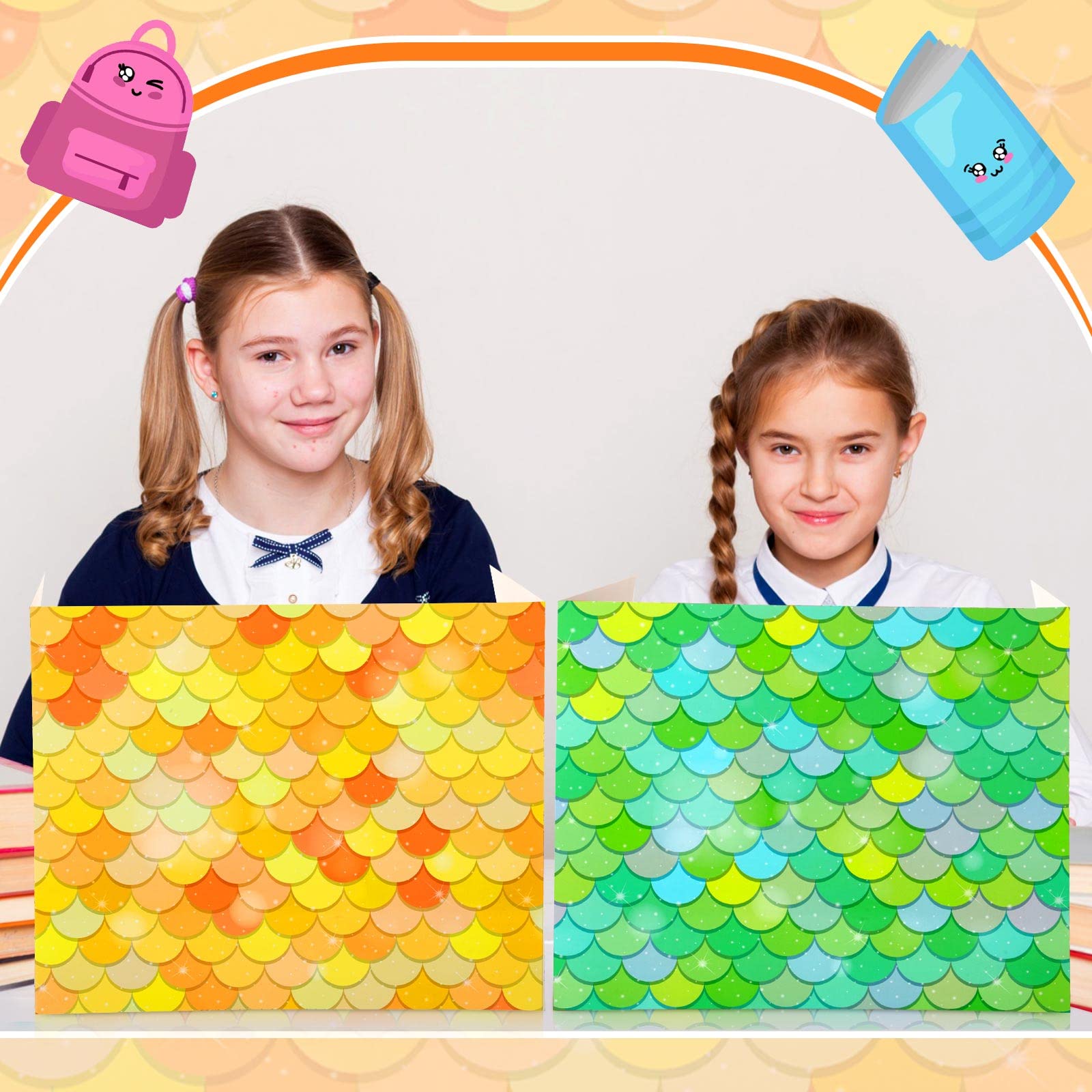 Seajan 50 Pieces Privacy Boards for Student Desk Dividers Privacy Folders Classroom School Privacy Cardboard Board with 50 Pieces Label, Reduce Distractions Keep Eyes from Wandering (Mermaid Style)