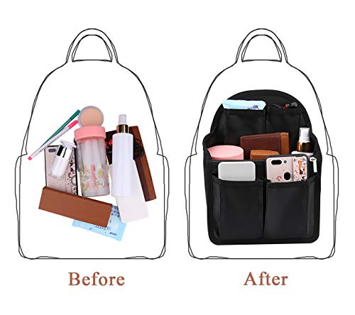 Segaty Veesoo Mini Backpack Organizer Insert, Functional Small Backpack Insert Organizer for Rucksack Diaper Bag Black