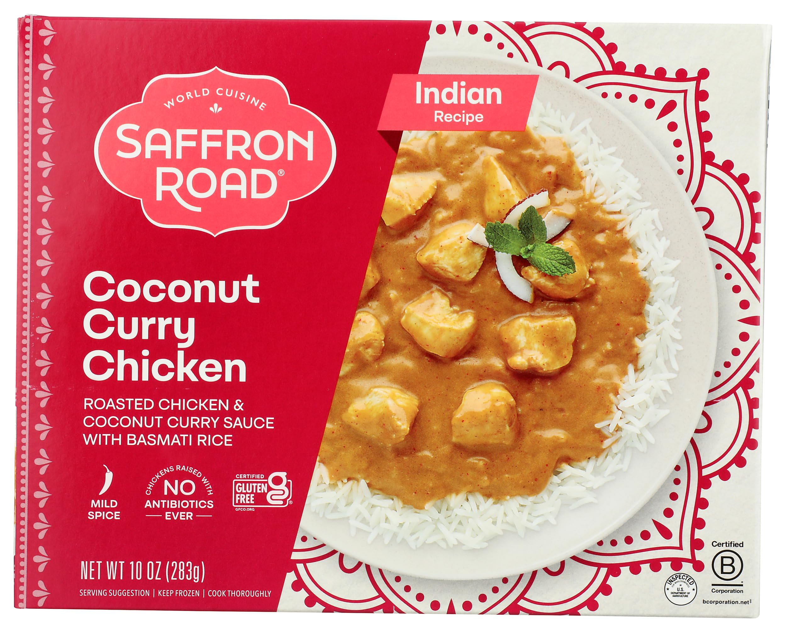 Saffron Road Coconut Curry Chicken with Basmati Rice Frozen Dinner, 10oz - Antibiotic Free, Gluten Free, Halal