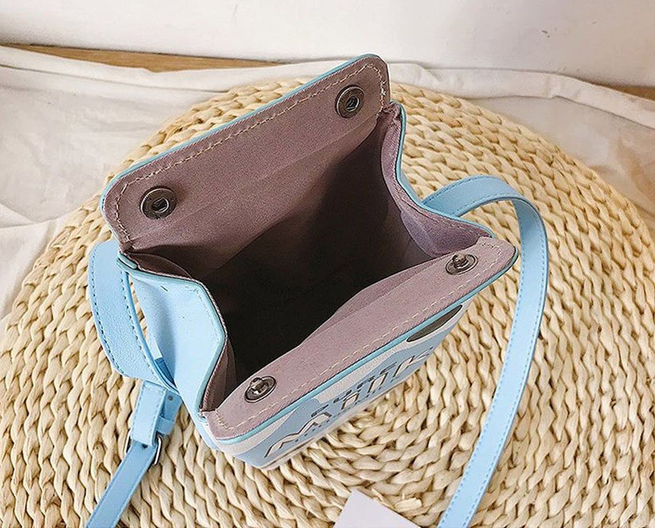 QZUnique Cow Milk Box Handbag Purse Cute Drink Cross Body Bag Women's PU Leather novelty Messenger Shoulder Bag
